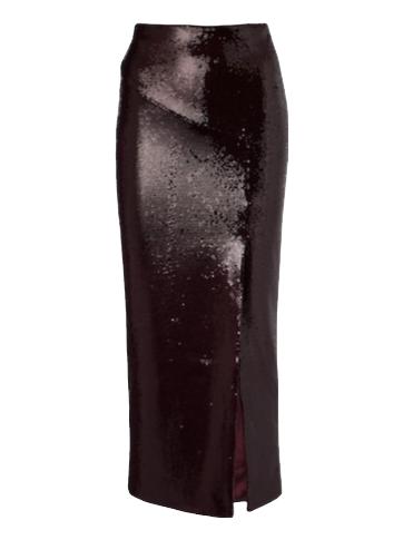 ROLAND MOURET Roland Mouret Sequin Midi Skirt with Front Slit